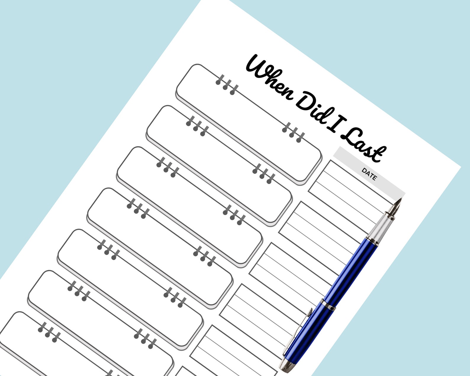 Recurring Task Log Printable Task Reminder PDF When Did I Last ...
