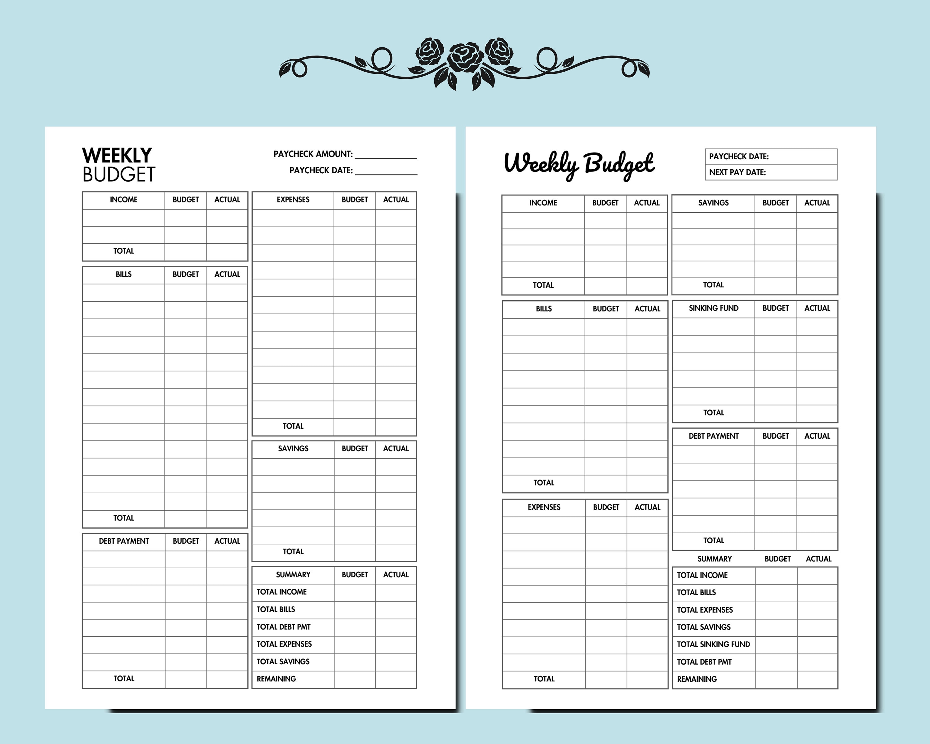 Weekly Budget Planner Printable Budget by Paycheck Weekly Budget ...