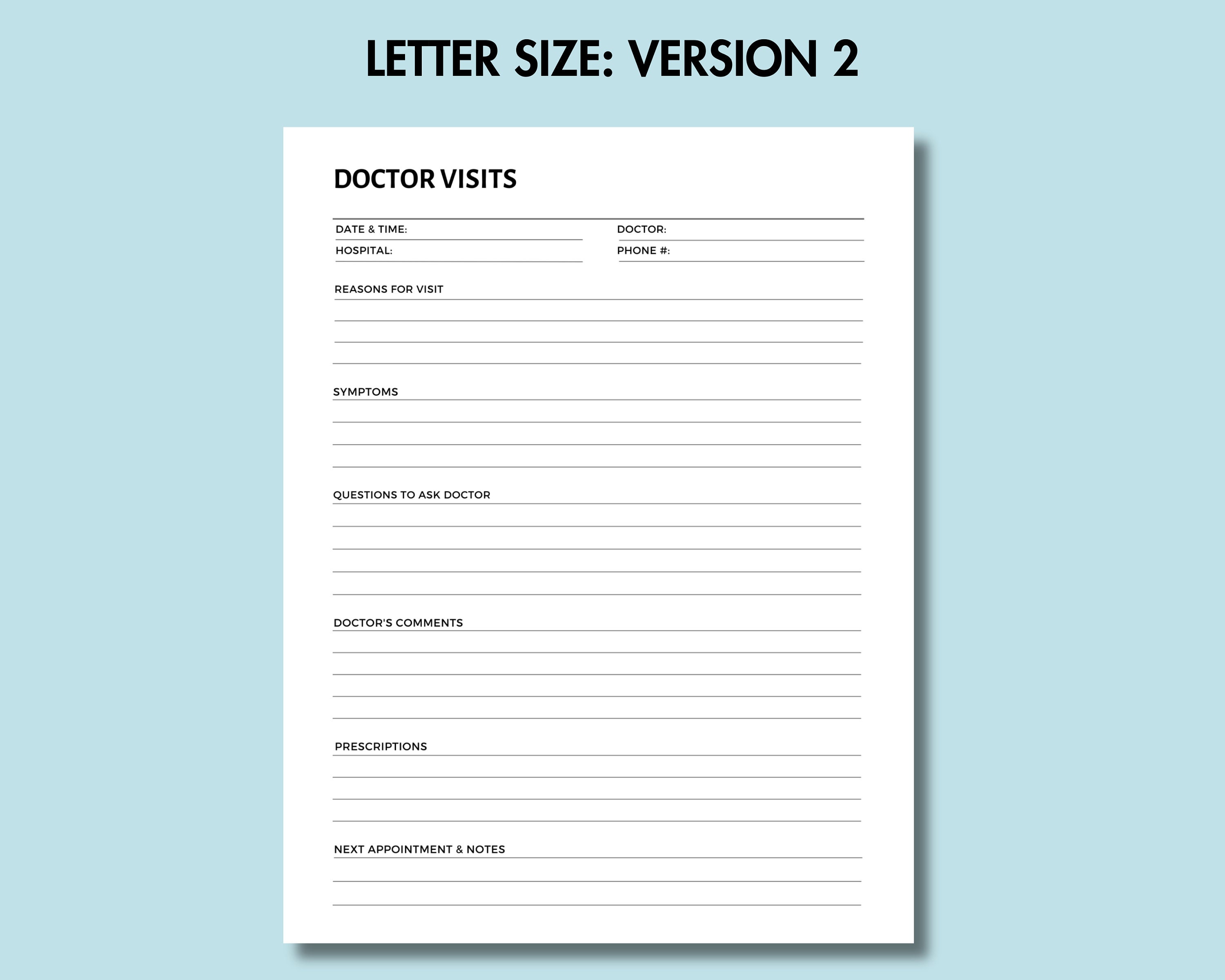 Doctor Visit Tracker Printable Medical Appointment Tracker PDF ...