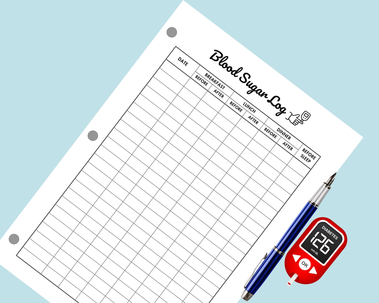 Blood Sugar Log Printable Diabetes Log Sheet PDF Daily Glucose Level ...