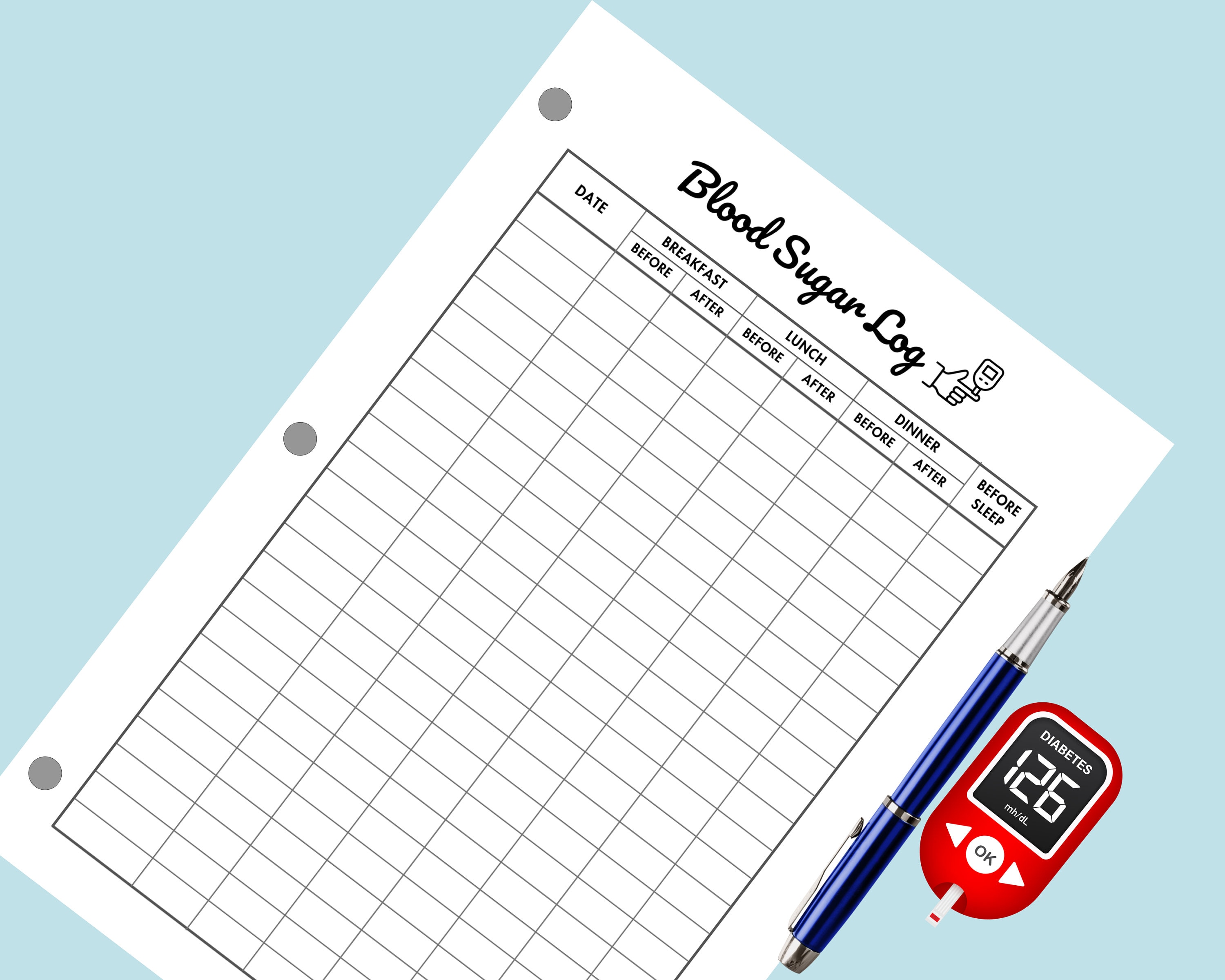 Blood Sugar Log Printable Diabetes Log Sheet PDF Daily Glucose Level ...