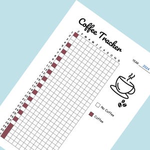 Coffee Tracker Printable Caffeine Tracker No Coffee Challenge, Year in ...