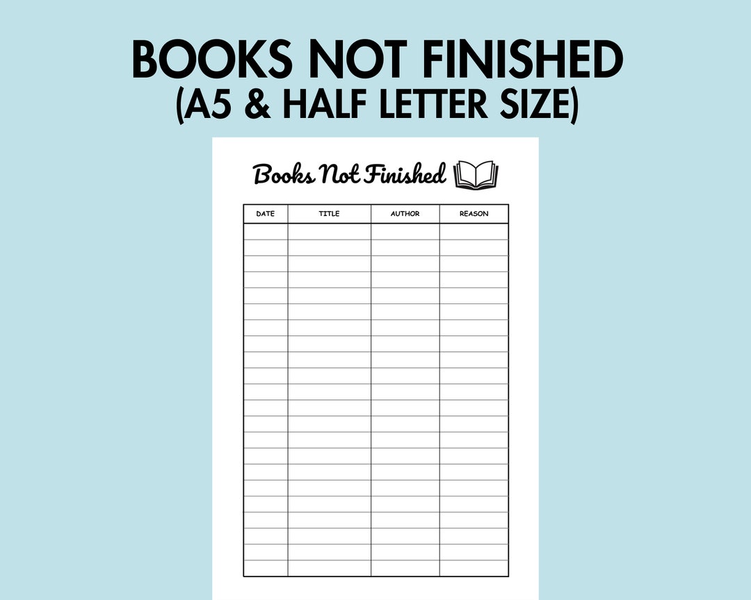 Reading Book Tracker Printable Book Challenge PDF, Books Not Finished ...