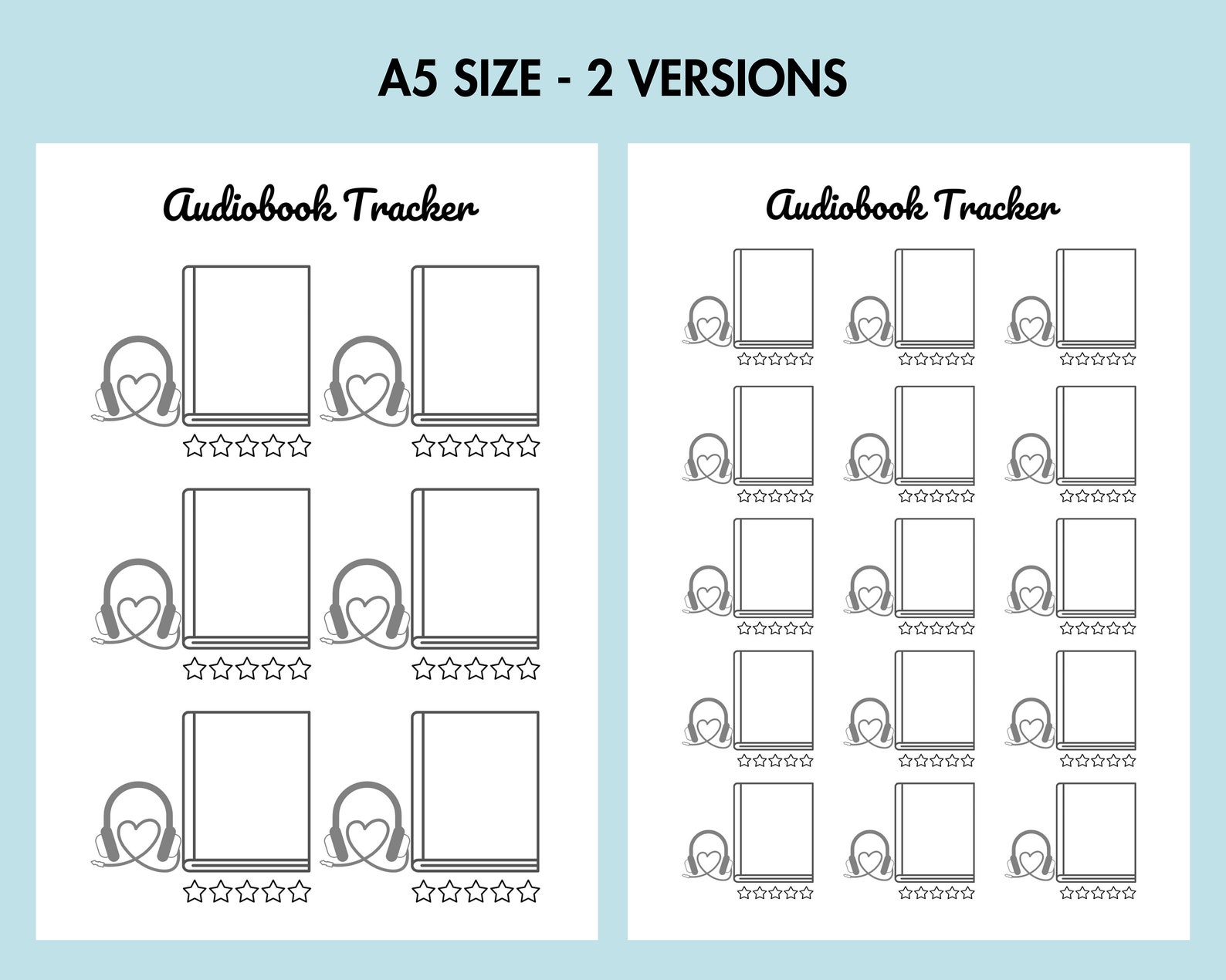 Audiobook Tracker Printable Audiobook Reading Challenge, Audio Book Log ...
