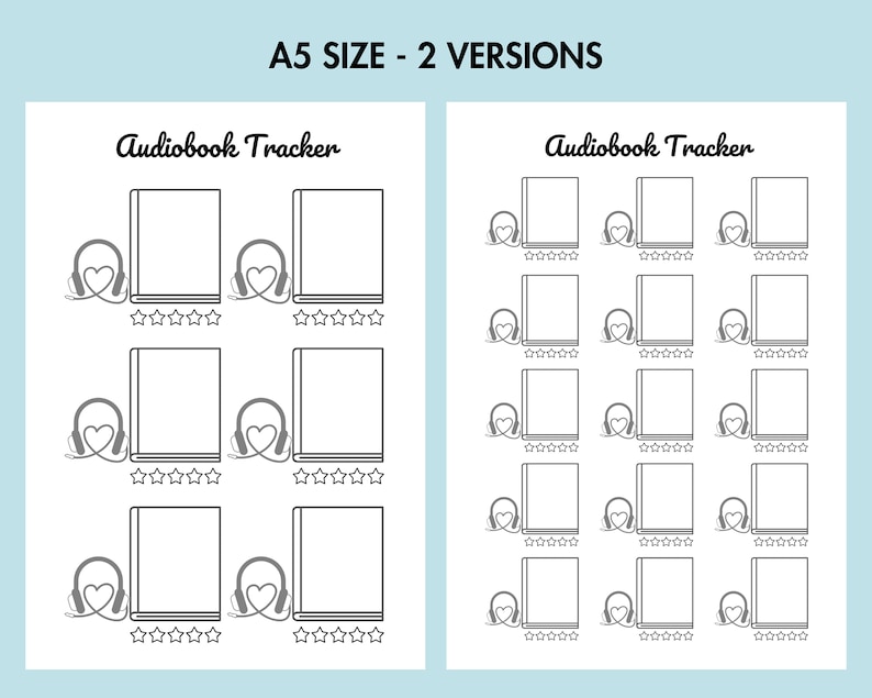 Audiobook Tracker Printable Audiobook Reading Challenge, Audio Book Log ...