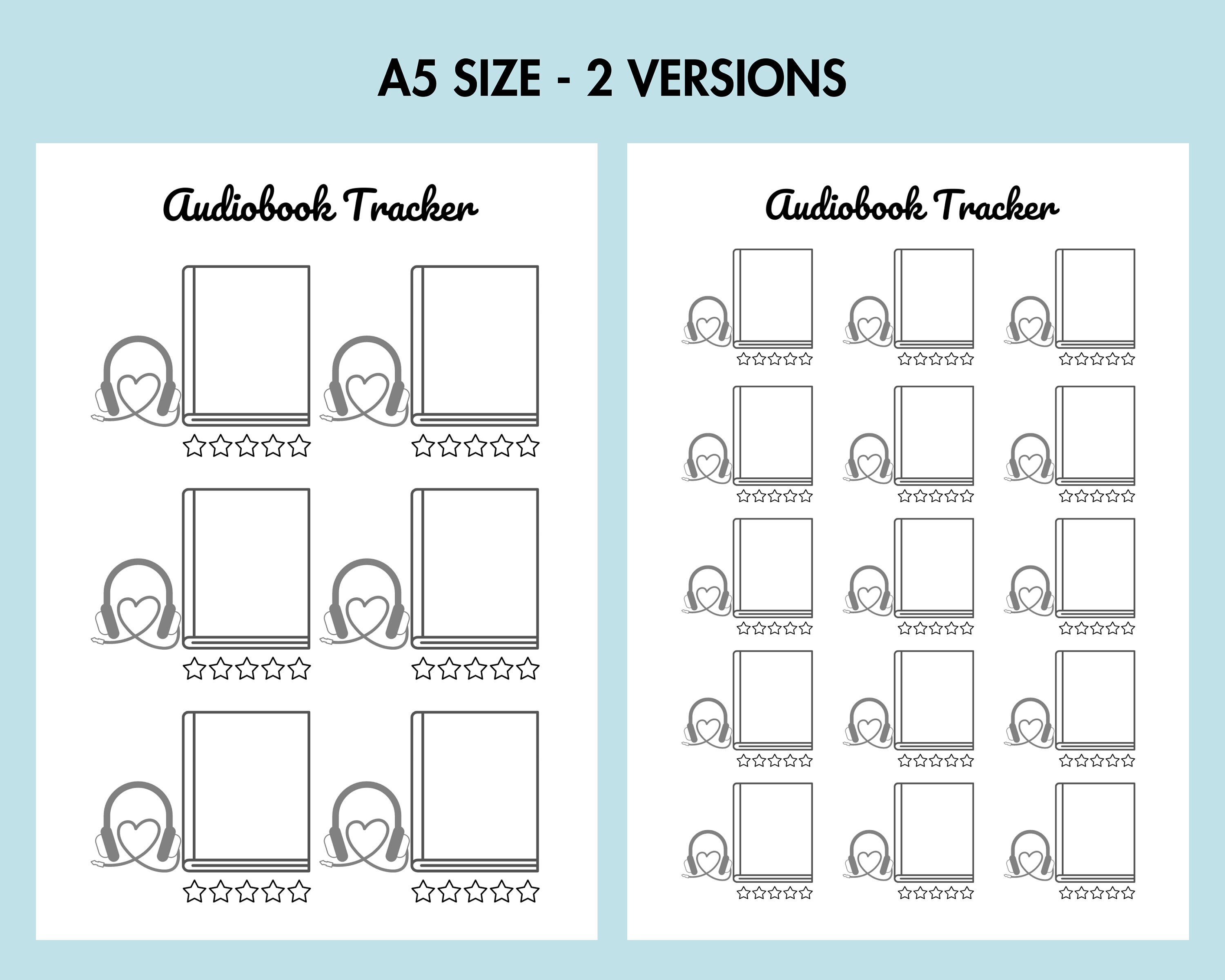Audiobook Tracker Printable Audiobook Reading Challenge, Audio Book Log ...