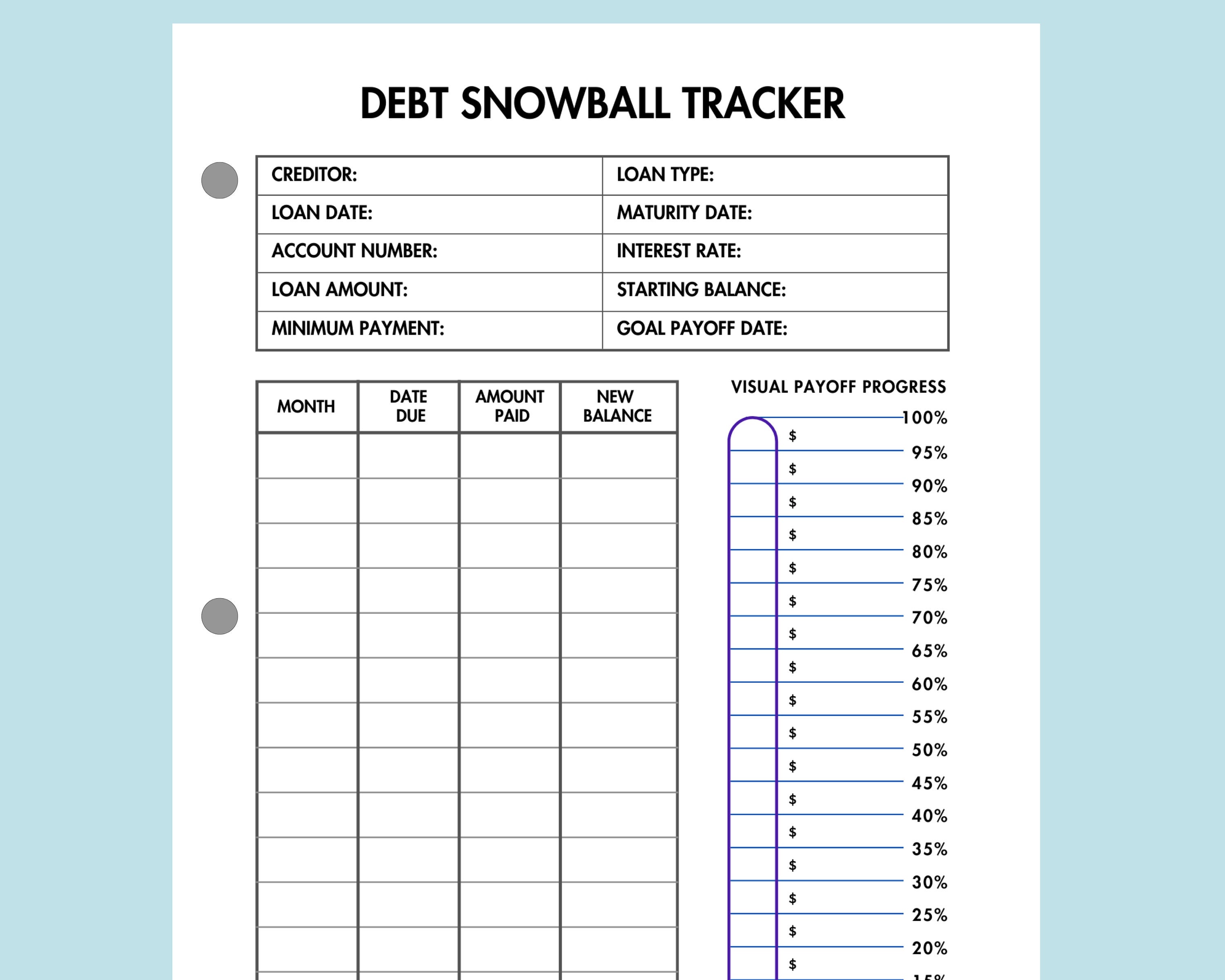 Debt Tracker Printable Debt Payoff Planner Debt Snowball Tracker, Bill ...