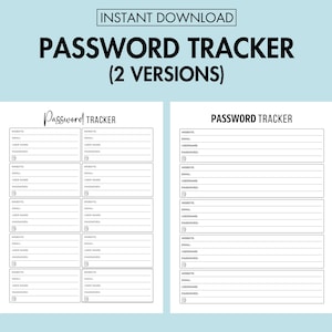 Password Tracker Printable Password Log Password Organizer Digital ...