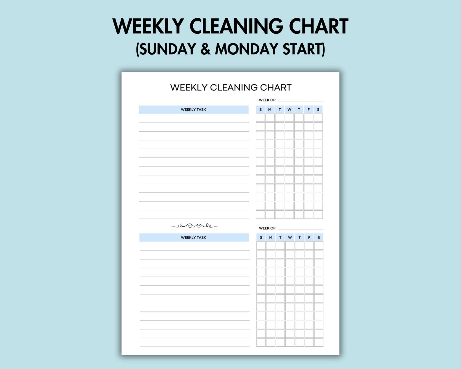 Cleaning Schedule Printable Weekly Cleaning Chart PDF, House Cleaning Zone Cleaning Planner ...