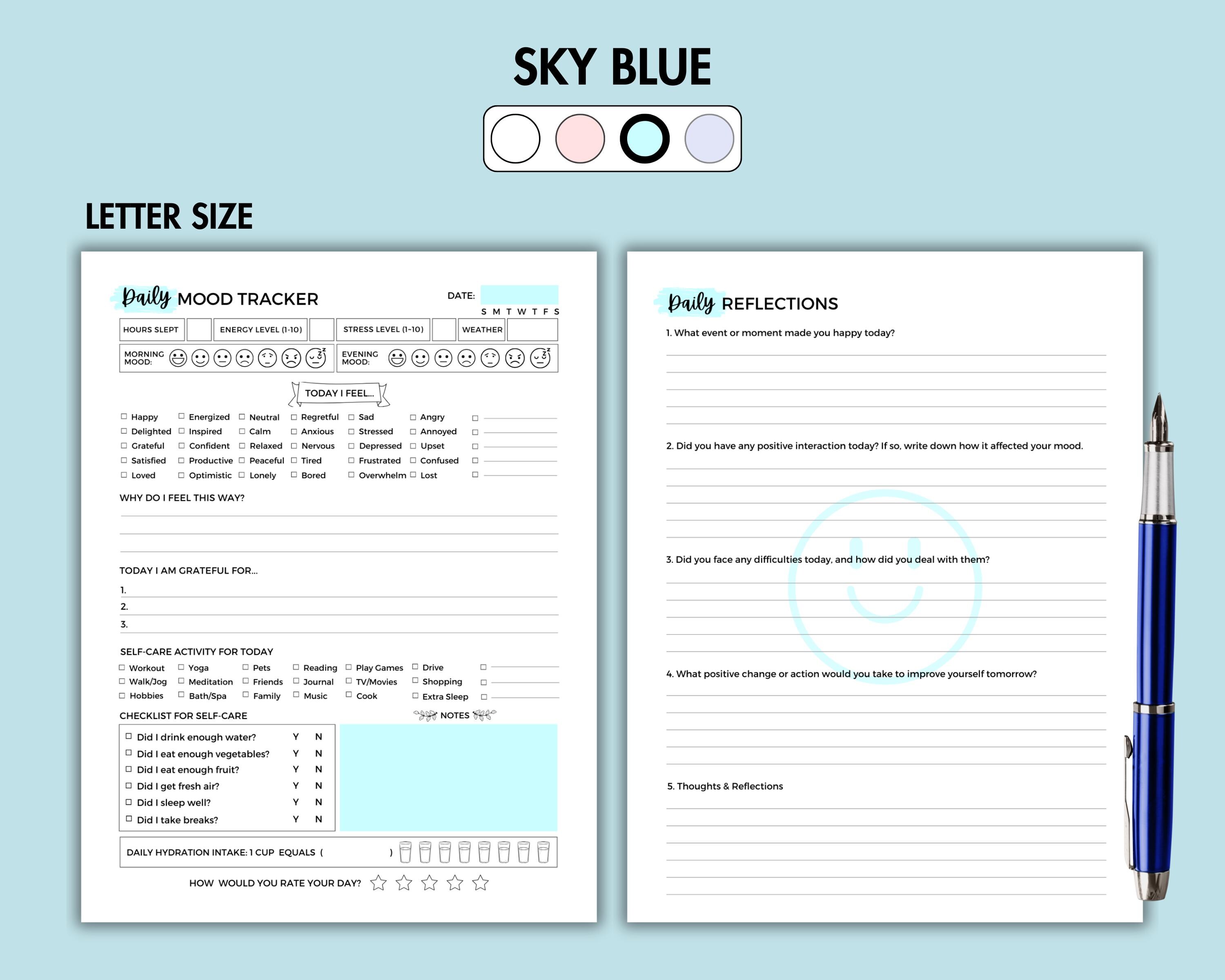 Daily Mood Tracker Printable Mood Journal With Journal Prompts PDF ...