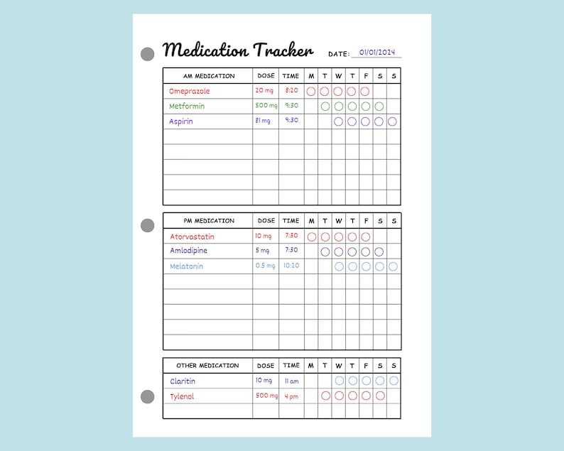 Medication Tracker Printable Daily Medication Log PDF Medication ...