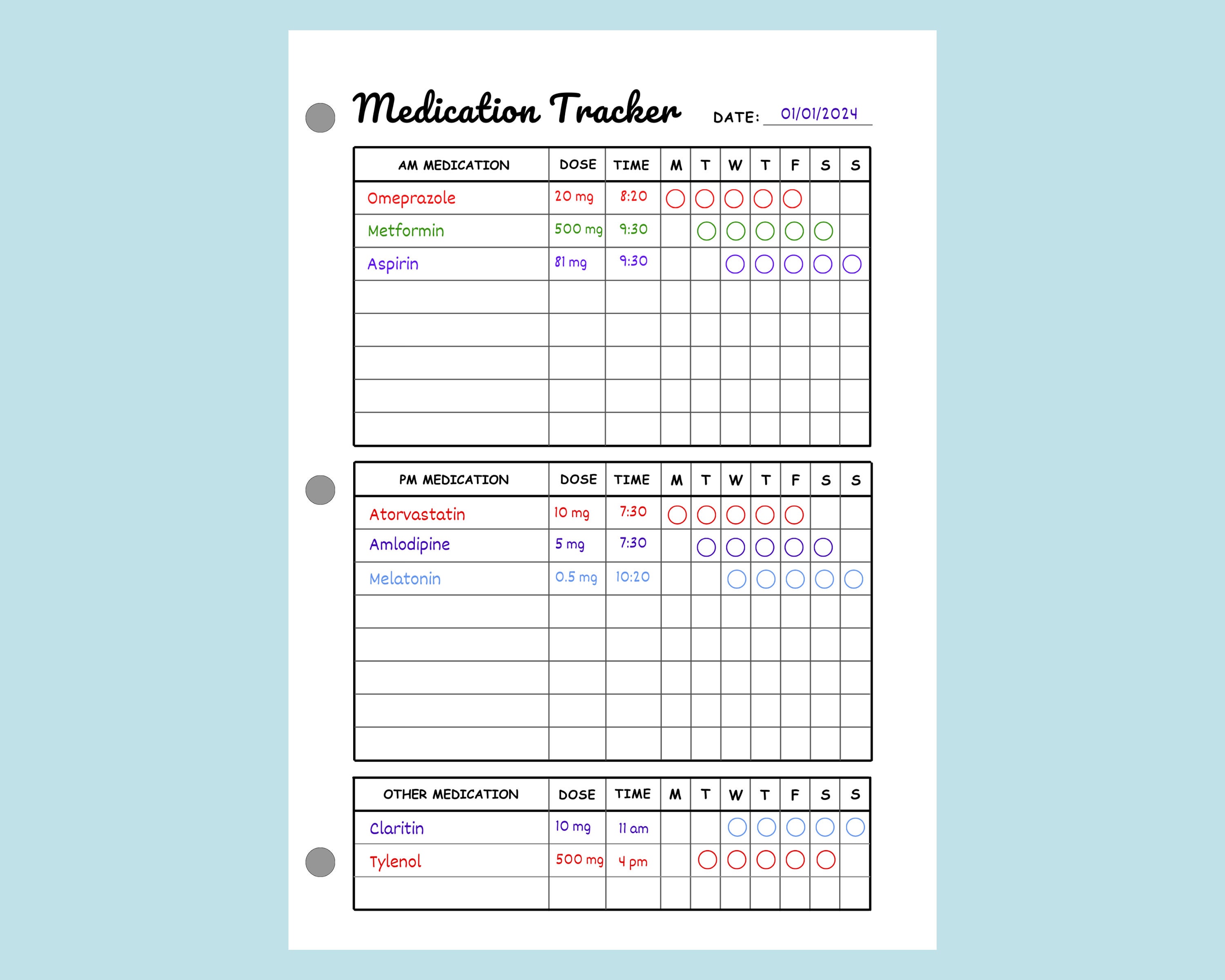 Medication Tracker Printable Daily Medication Log PDF Medication ...