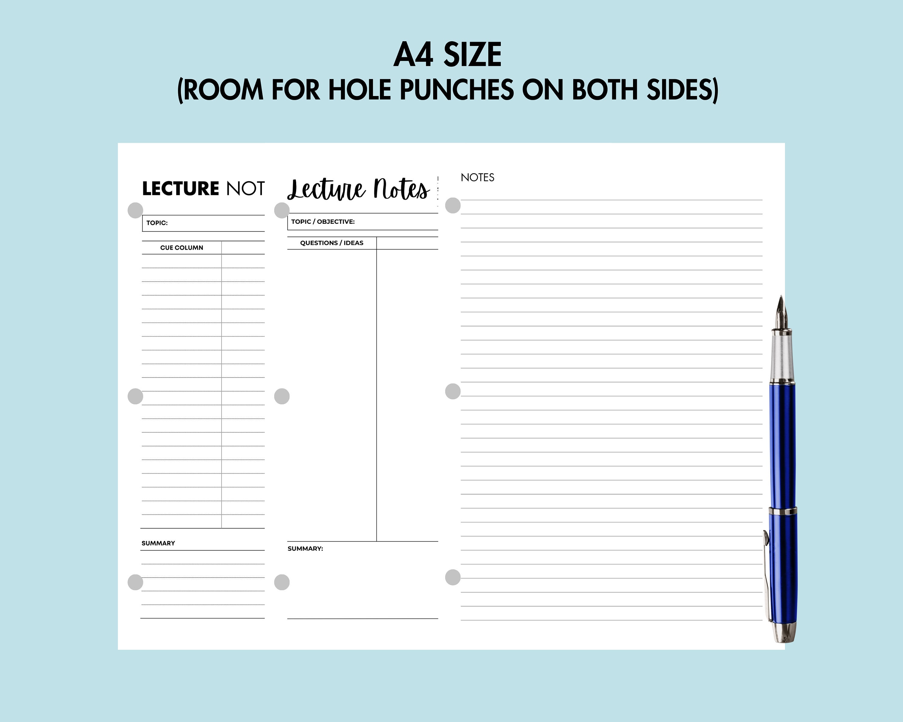 Lecture Note Printable Student Note Taking Paper for Student Lined ...