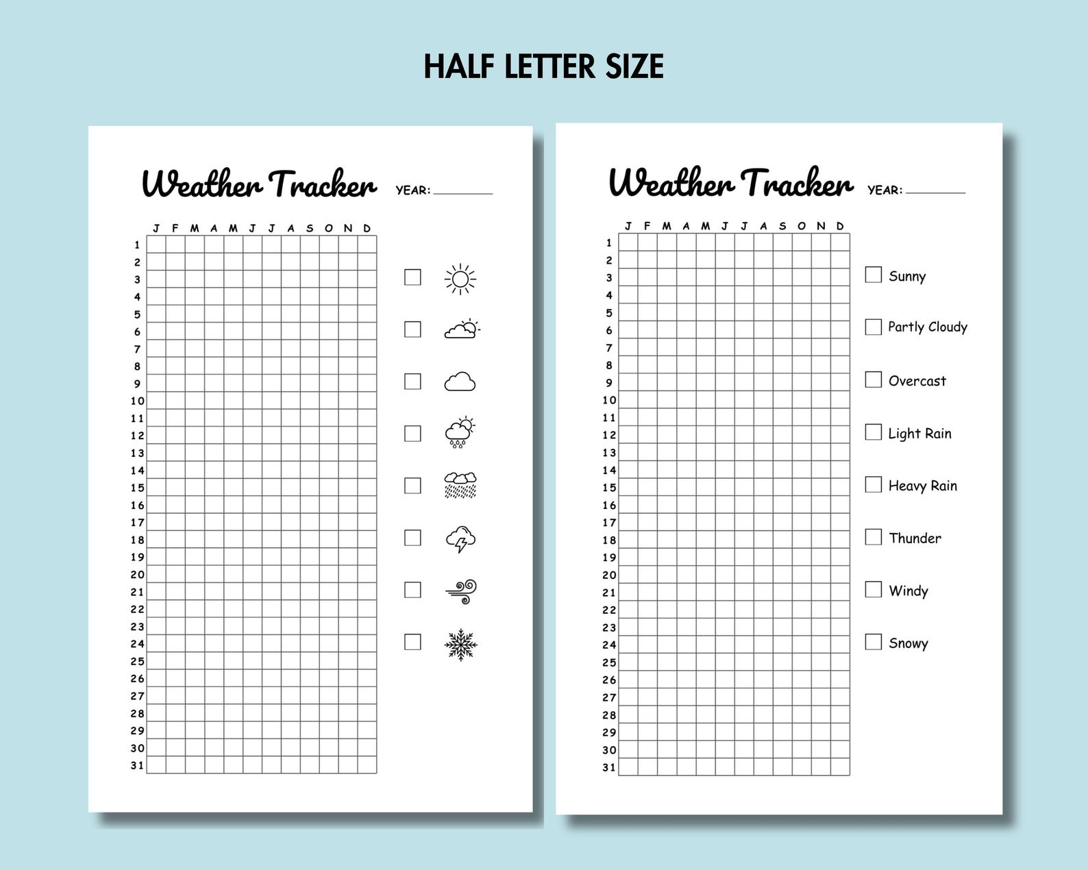 Weather Tracker Printable Journal Page Weather Printable Weather ...