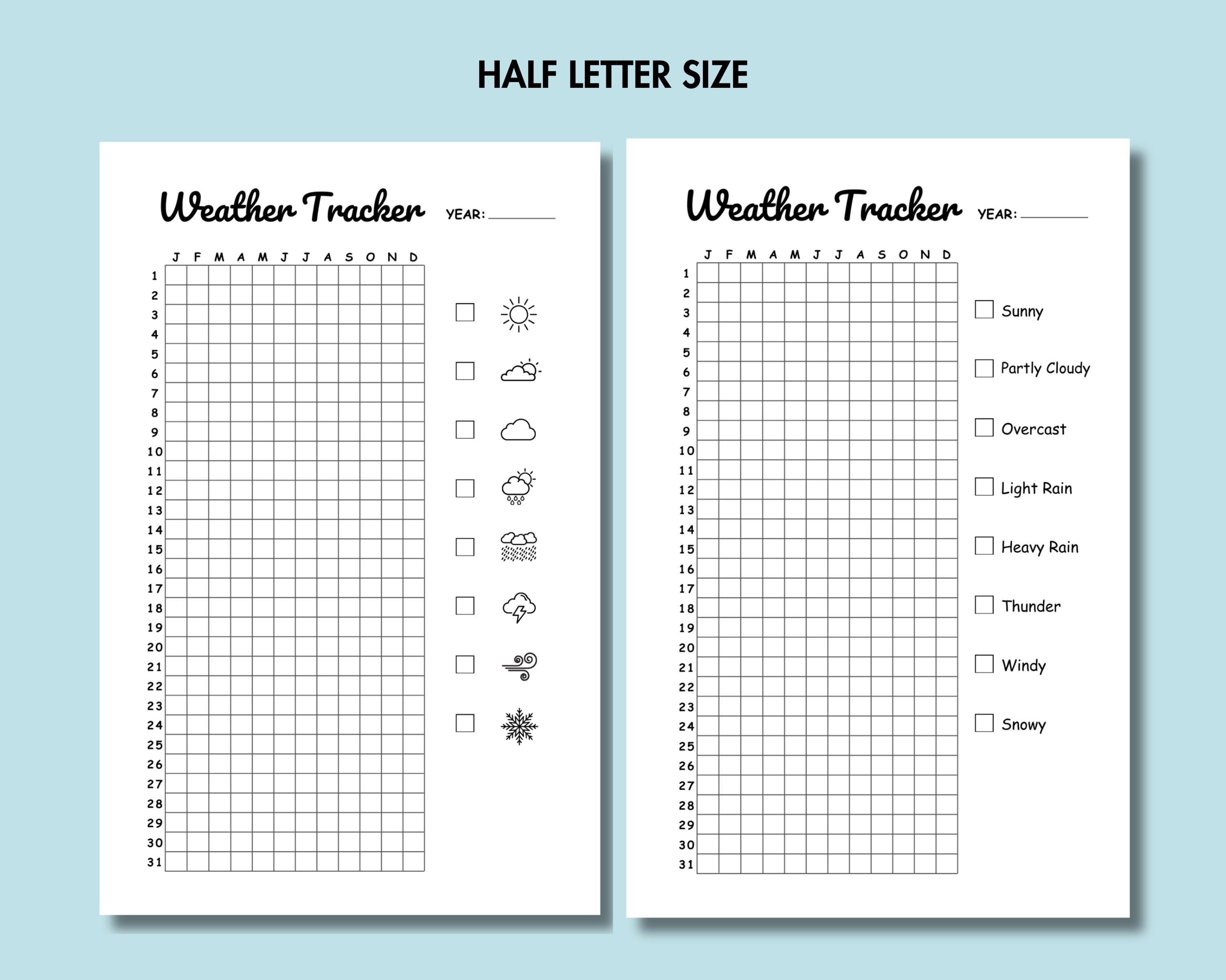 Weather Tracker Printable Journal Page Weather Printable Weather ...