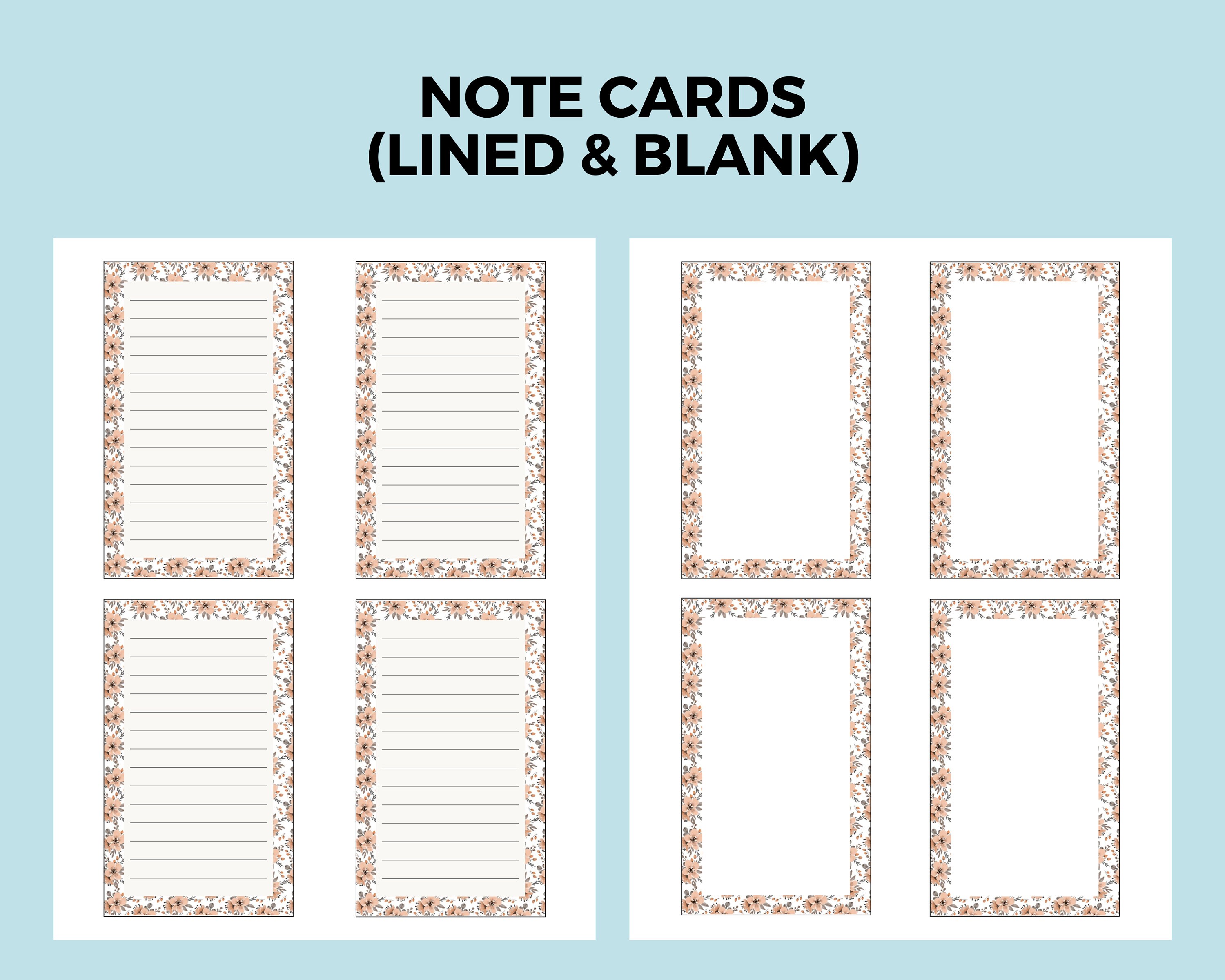 Printable Stationery and Notes Card Instant Download Floral - Etsy