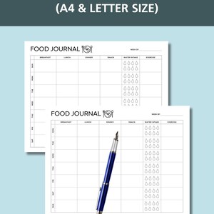 Weekly Food Journal Printable Weekly Food Diary, Meal Planner and Water ...
