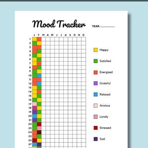 Daily Mood Tracker Printable Monthly Mood Planner Journal Page Daily ...