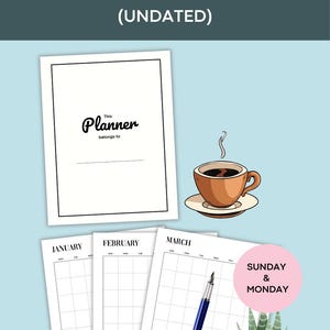 Monthly Calendar Undated Printable Minimalist Monthly Planner Undated ...