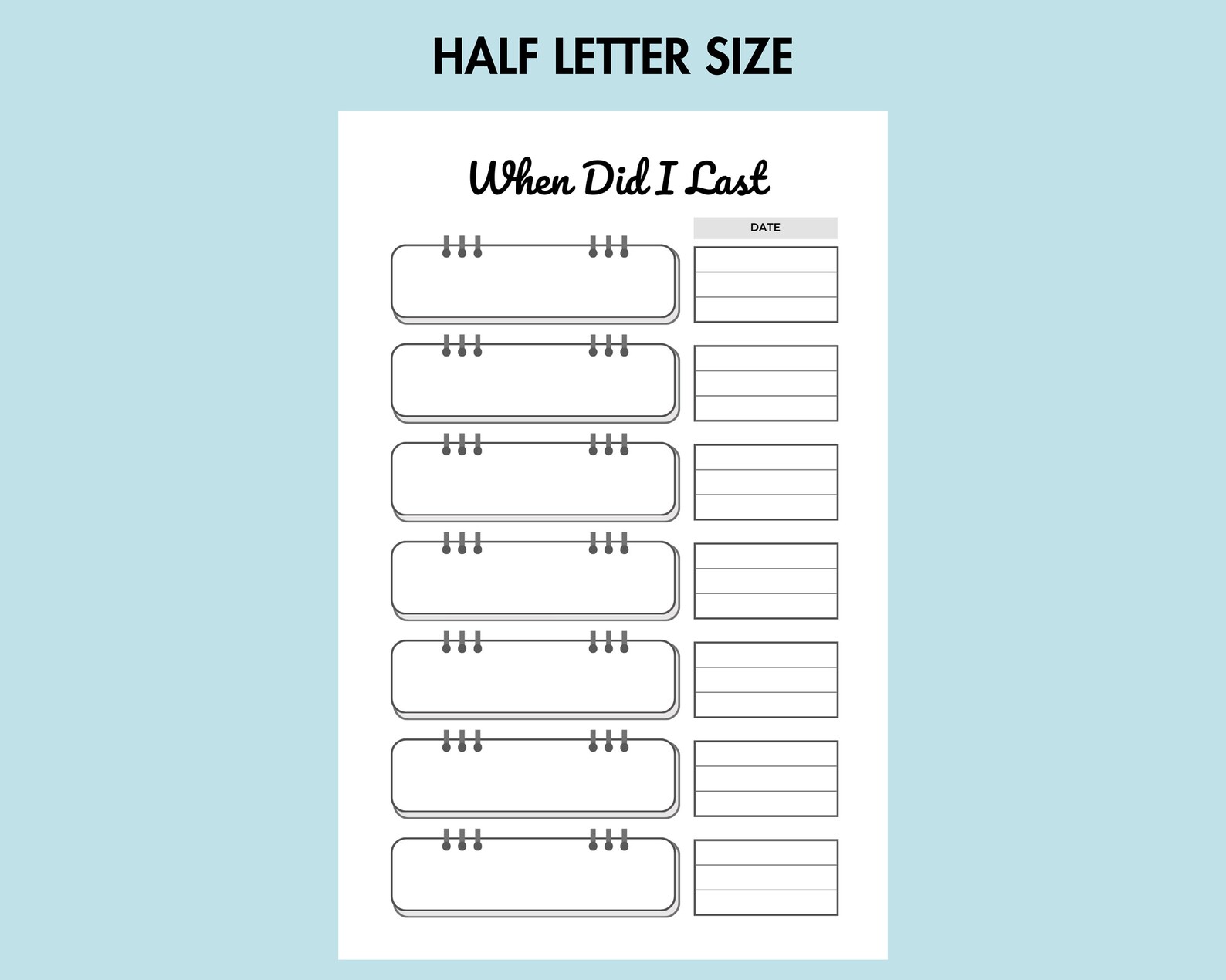 Recurring Task Log Printable Task Reminder PDF When Did I Last ...
