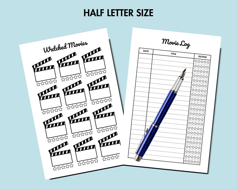 Watched Movie Tracker Printable Movie Review Logbook PDF Watched Movie ...