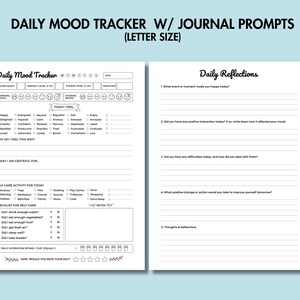 Daily Self Care Tracker Printable Mood Tracker Journal With Journal ...