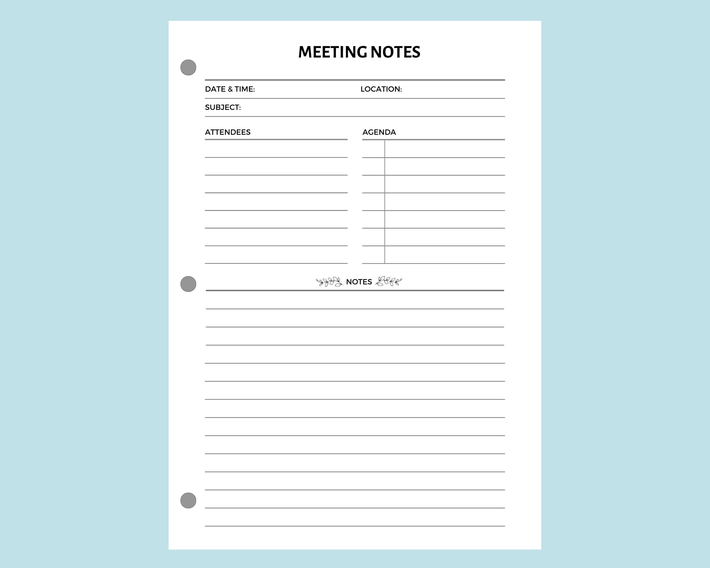 Meeting Note Printable Meeting Planner PDF Meeting Organizer, Meeting ...