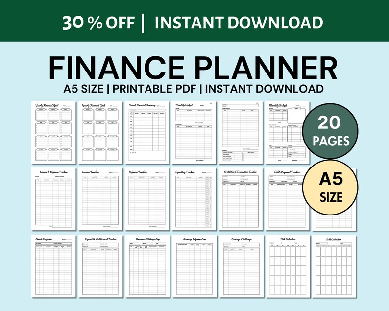 Finance Planner Bundle Printable Budget Planner for Personal Finance ...