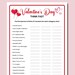 Valentine Think Fast Game Printable Valentine Day Party Game Instant ...