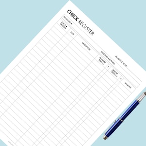 Checkbook Register Printable Bank Account Tracker for Personal Finance ...