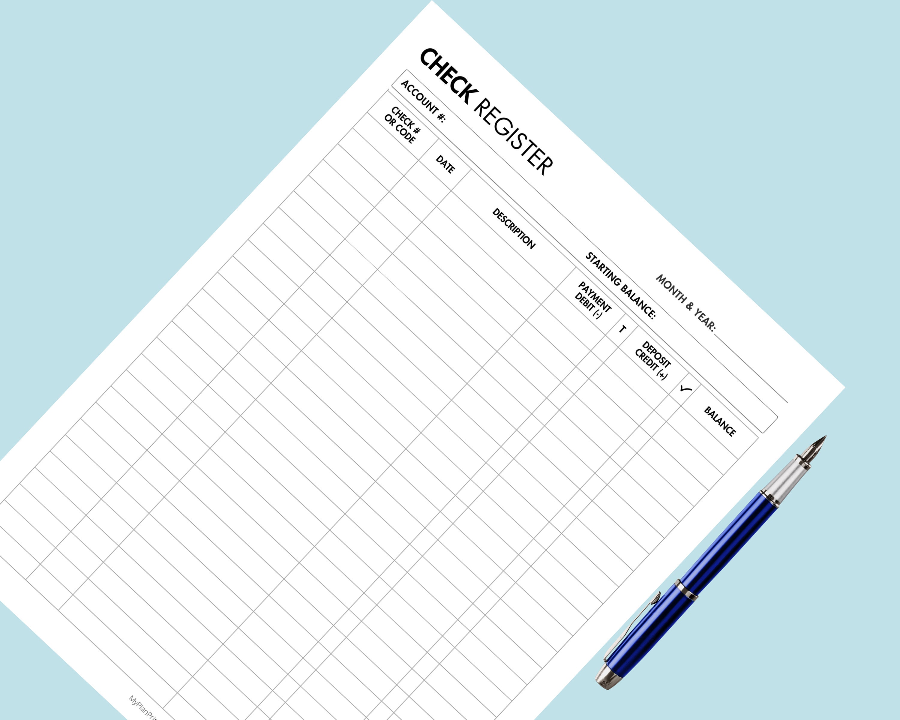 Checkbook Register Printable Bank Account Tracker for Personal Finance ...