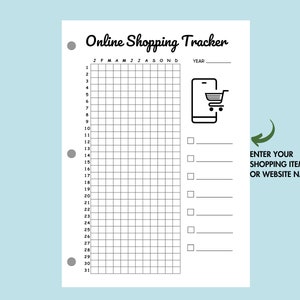 Online Shopping Tracker Printable Online Purchase Tracker, Year in ...
