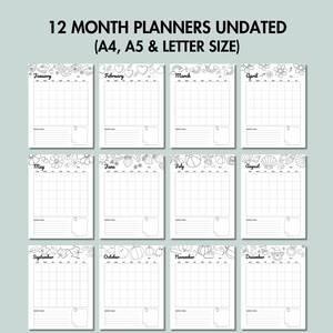 Monthly Journal Title Page and Undated Monthly Planner Set Printable ...