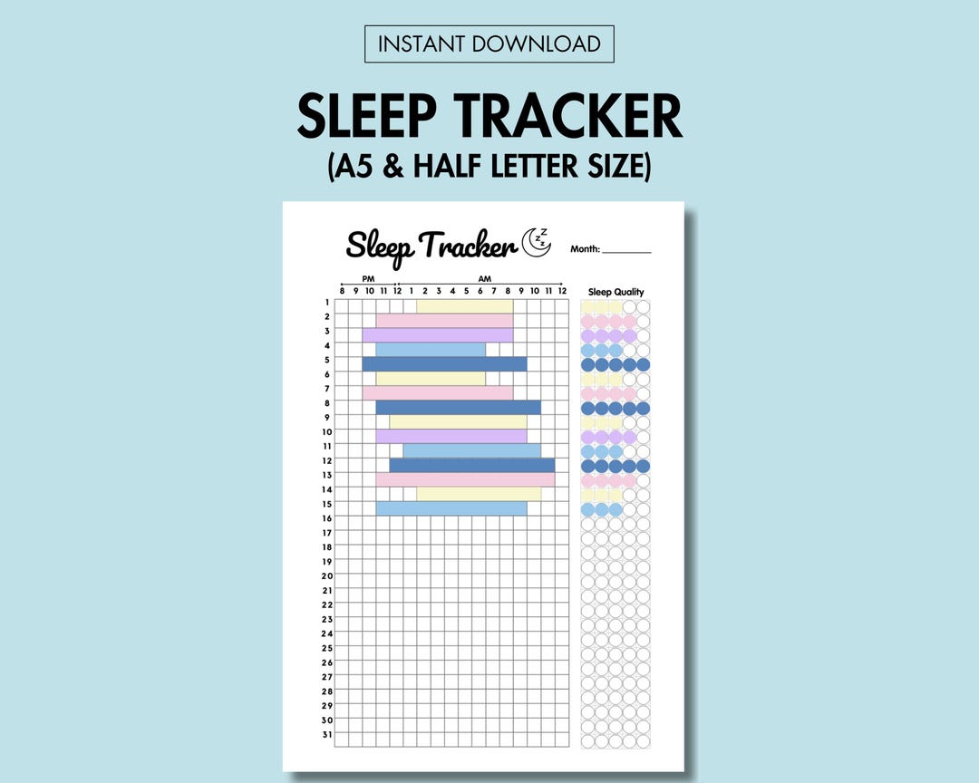 Sleep Tracker Printable Journal Page Daily Monthly Sleep Quality Log ...
