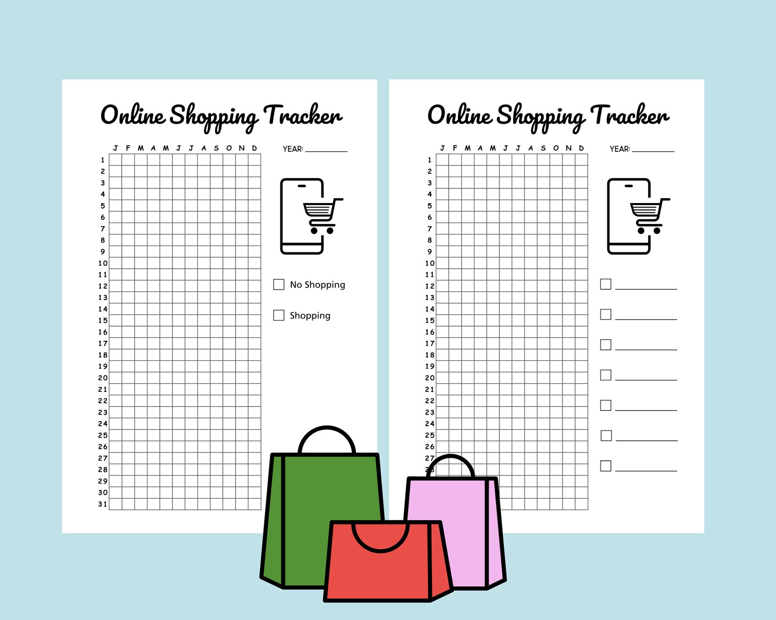 Online Shopping Tracker Printable Online Purchase Tracker, Year in ...