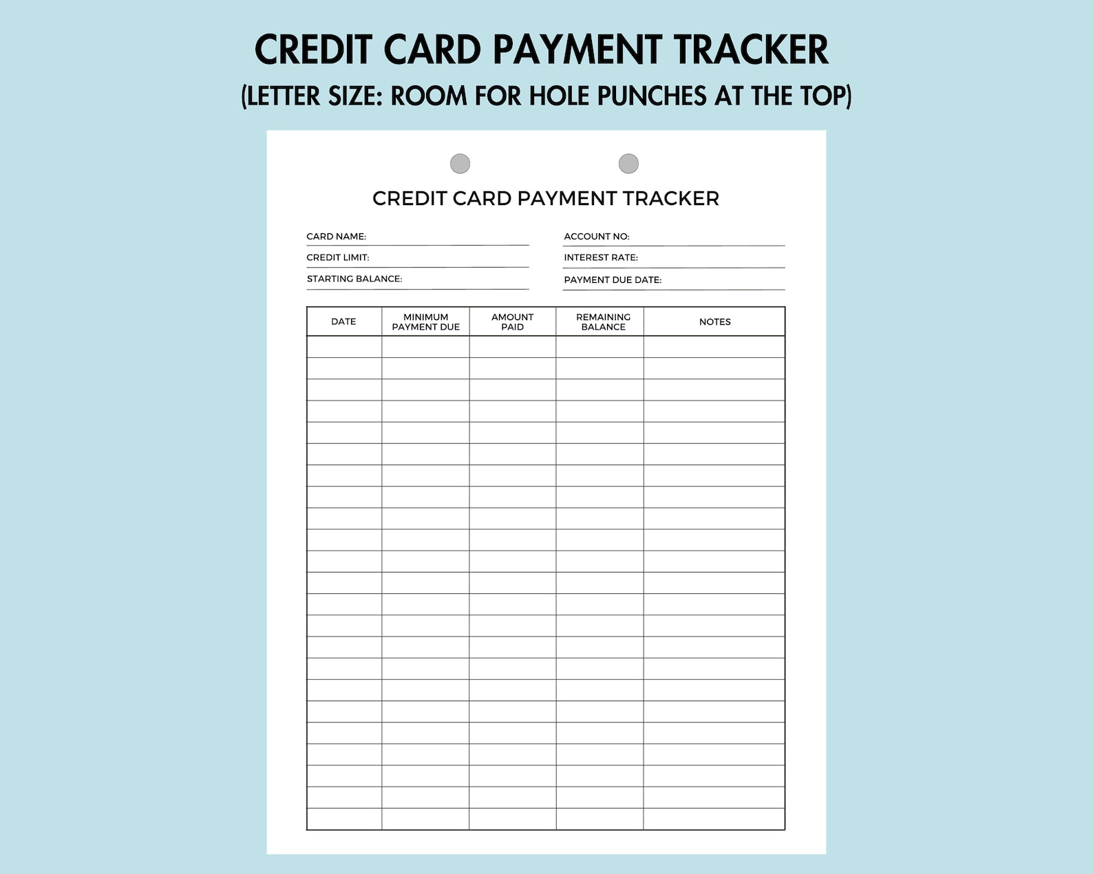 Credit Card Payment Tracker Printable Credit Card Transaction Tracker ...