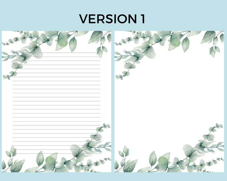 Lined Floral Note Paper Printable, Botanical Stationery Lined Writing ...