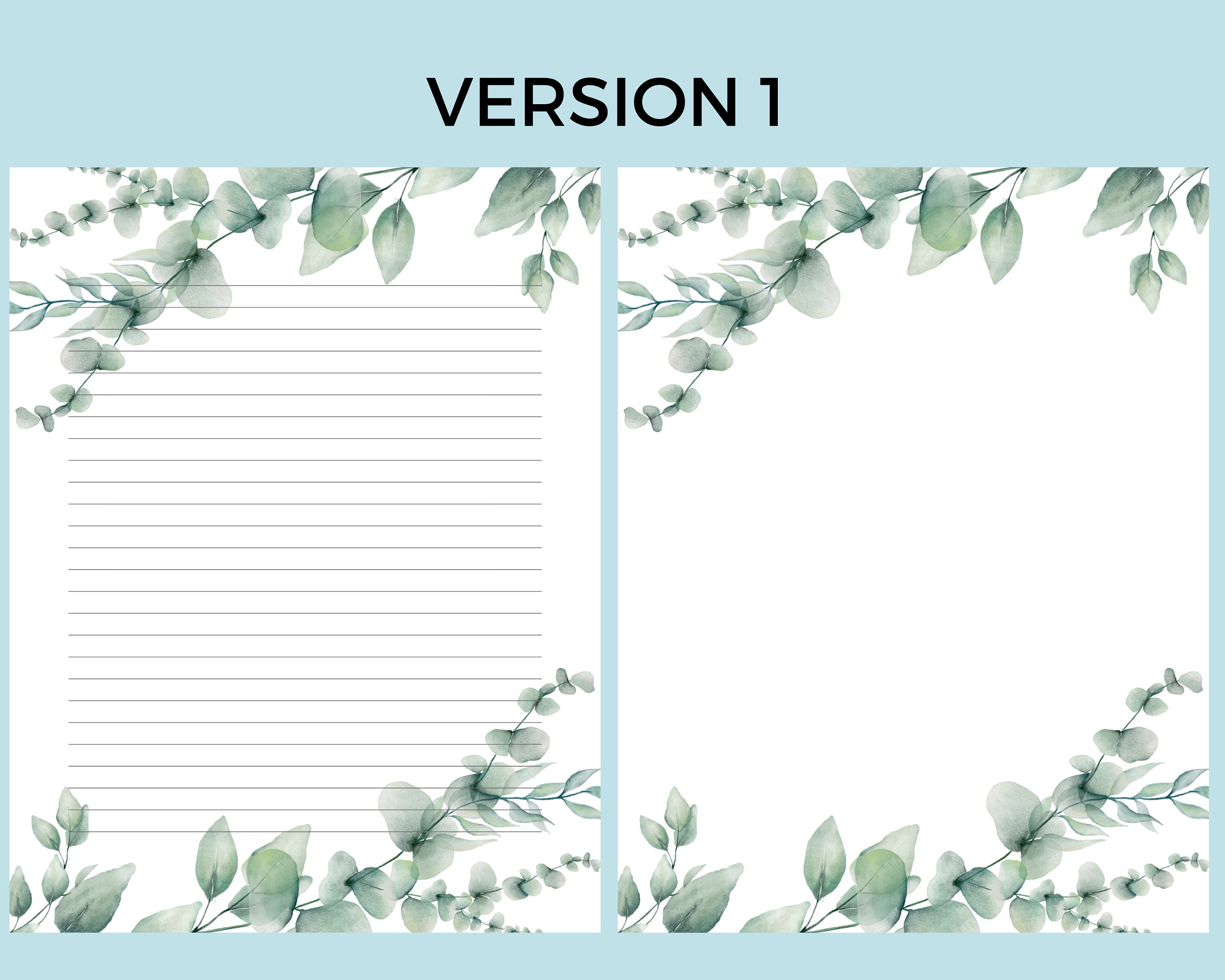 Lined Floral Note Paper Printable, Botanical Stationery Lined Writing ...