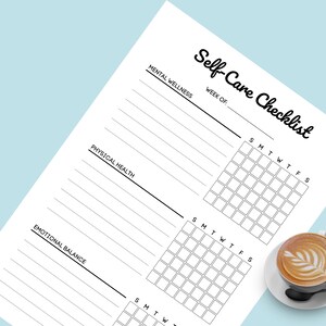 Self Care Checklist Printable Personal Wellness Planner PDF, Weekly ...