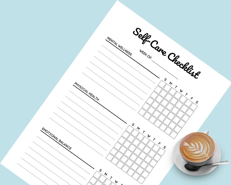 Self Care Checklist Printable Personal Wellness Planner PDF, Weekly ...