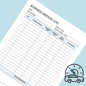 Business Mileage Log Book Printable Business Mileage Tracker Log ...