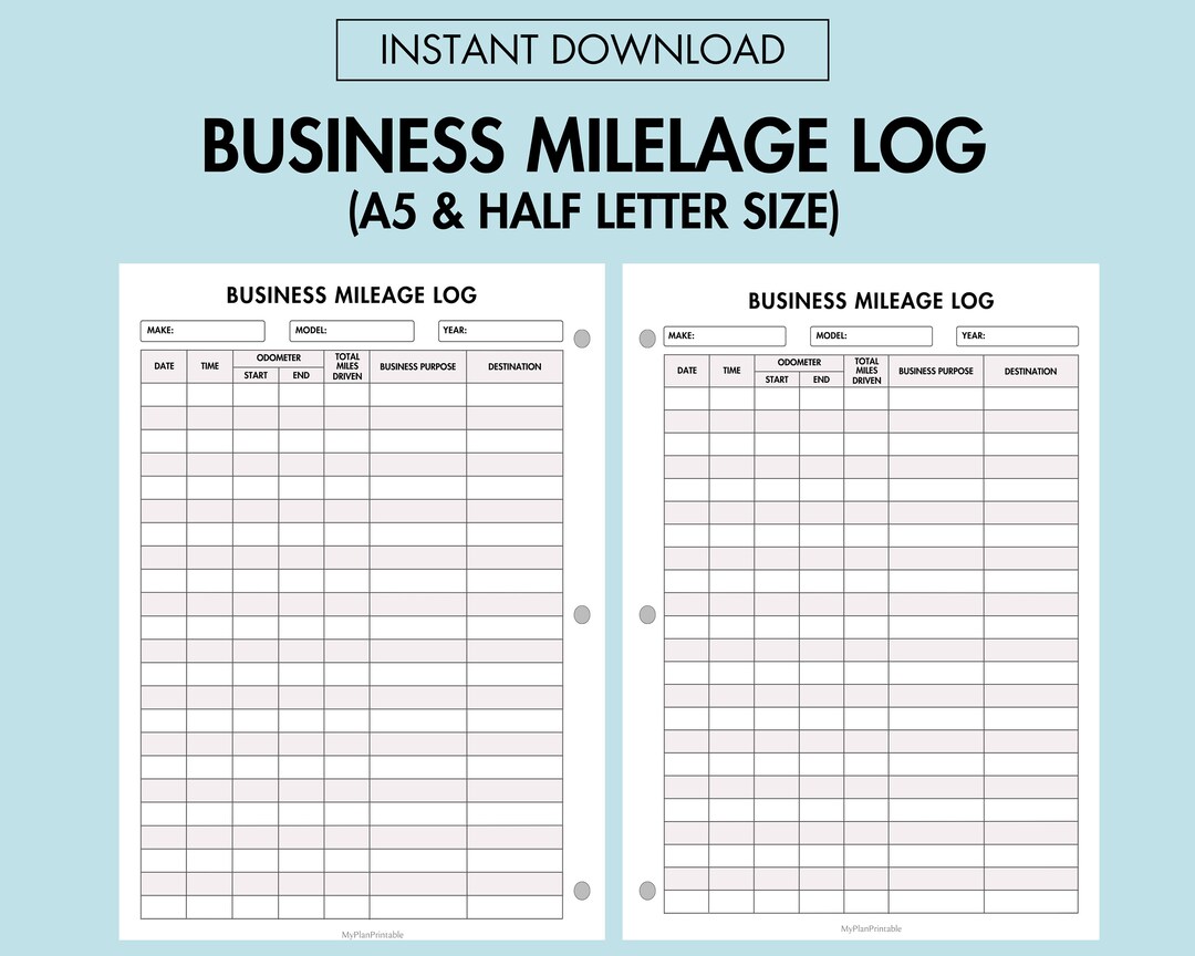 Business Mileage Tracker Log Printable Business Expense Tracker ...