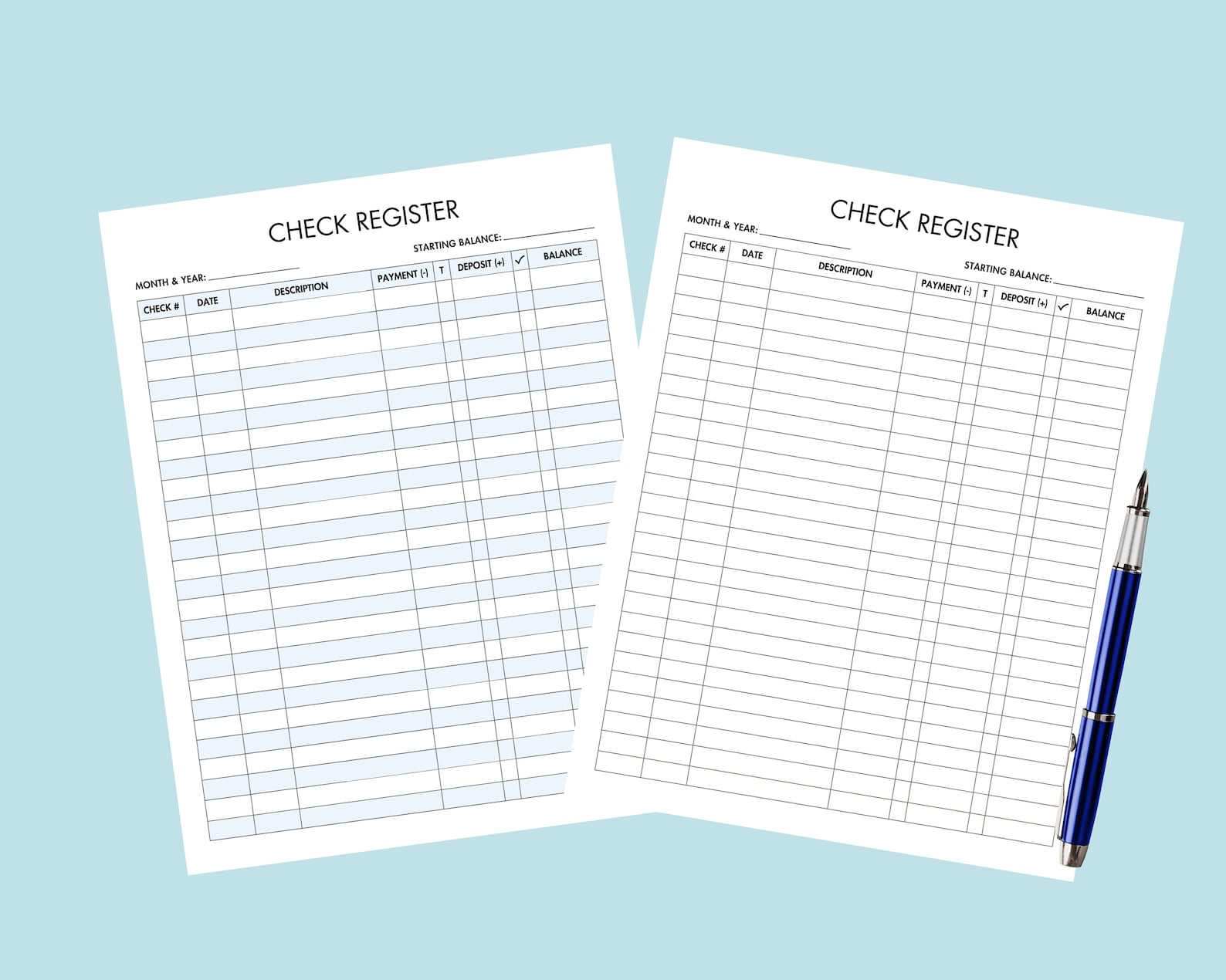 Check Register Printable for Personal Checking Account and Small ...