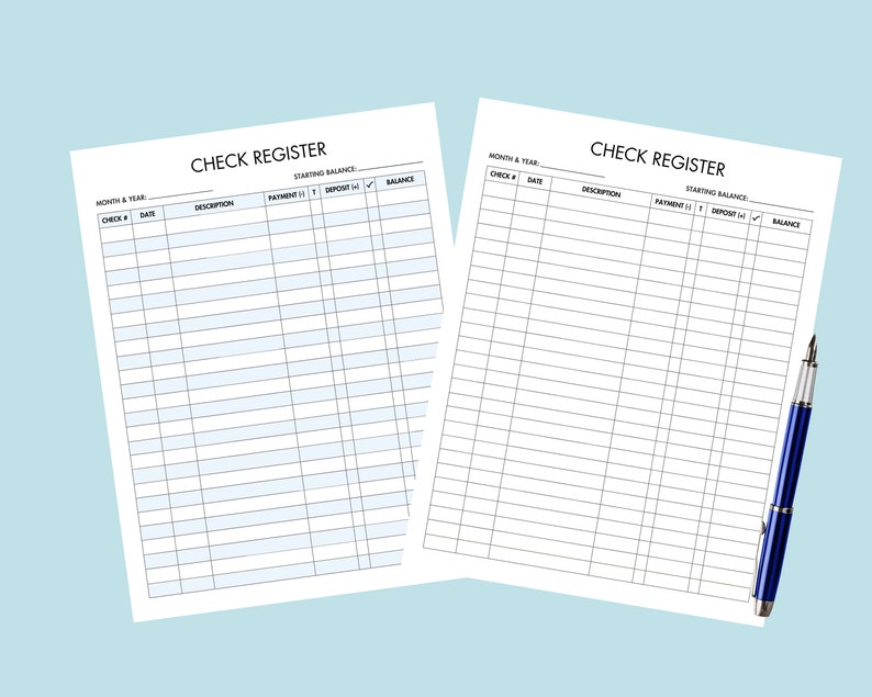 Check Register Printable for Personal Checking Account and Small ...