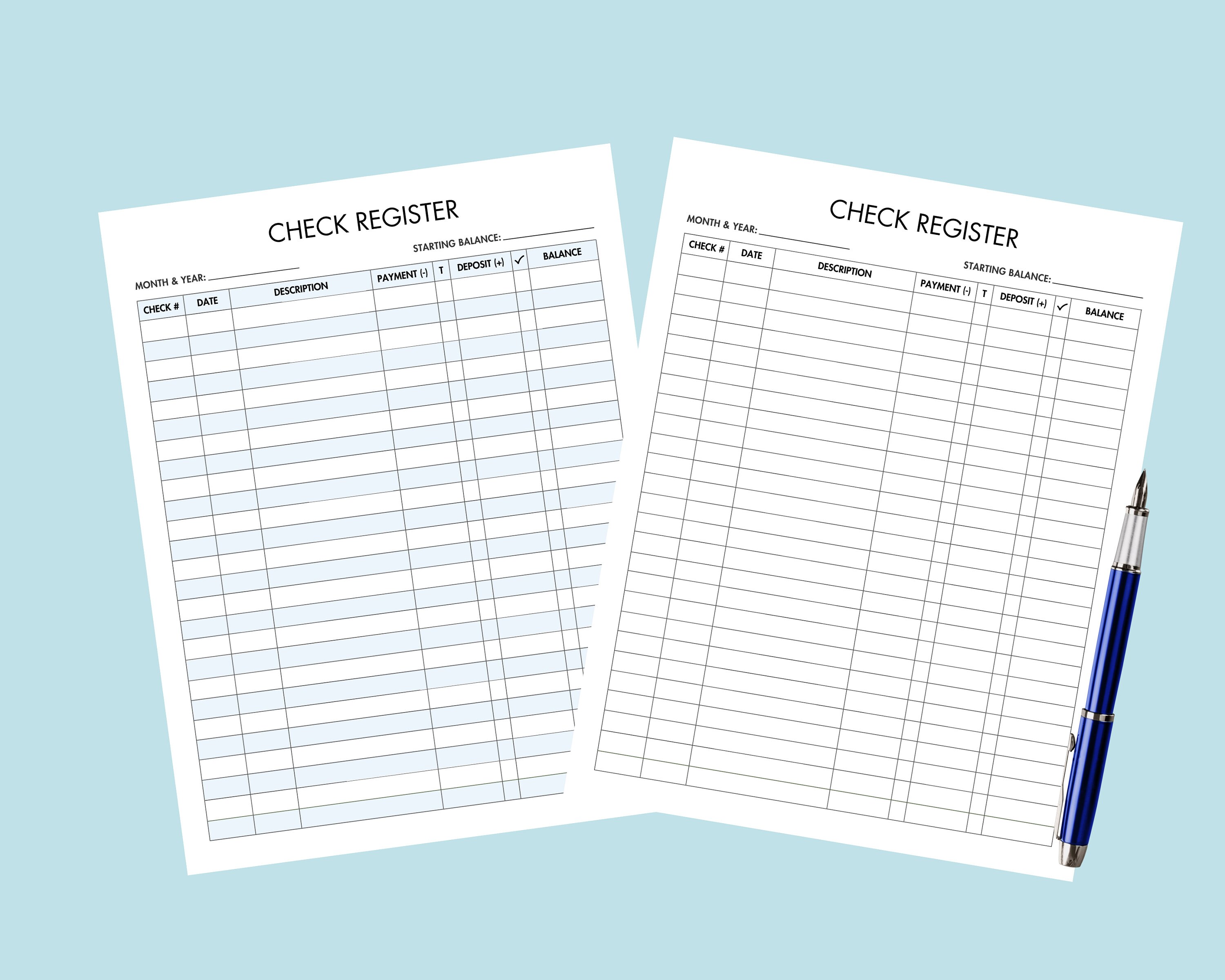 Check Register Printable for Personal Checking Account and Small ...