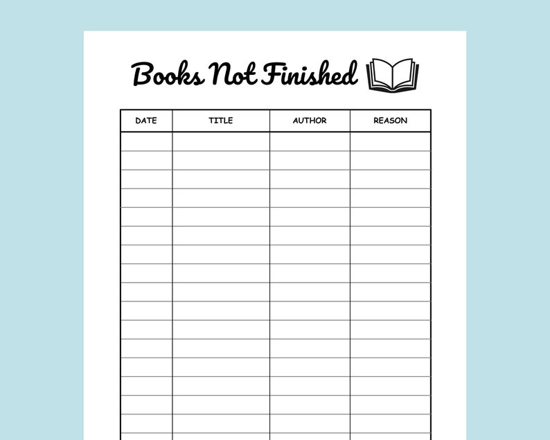 Reading Book Tracker Printable Book Challenge PDF, Books Not Finished ...