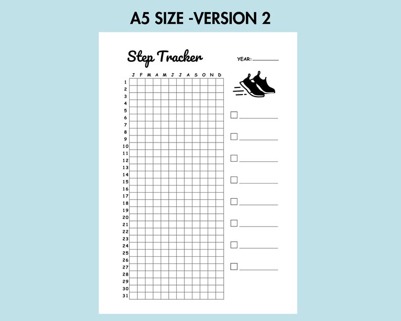 Step Tracker Printable Step Goal Planner Fitness Tracker PDF Exercise ...