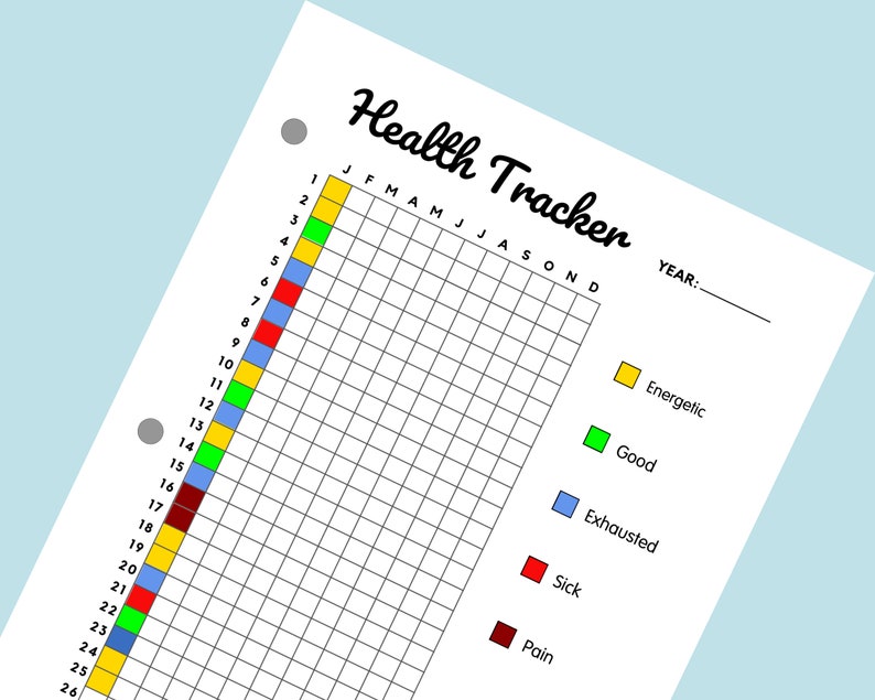 Health Tracker Printable Daily Health Log Pain Tracker Printable ...
