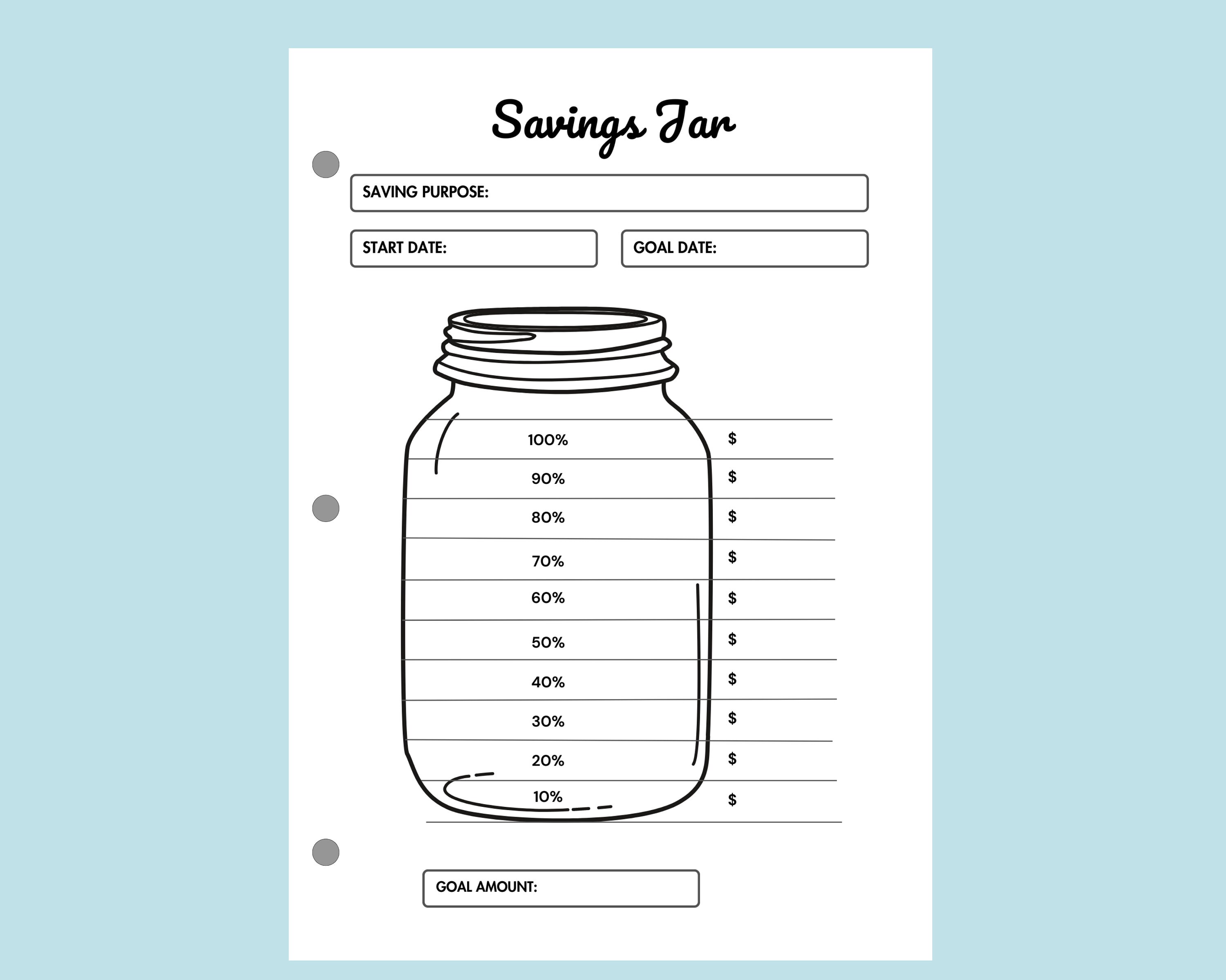 Savings Jar Tracker Printable, Saving Challenge, Money Tracker ...