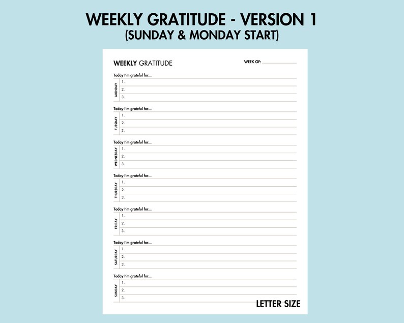 Gratitude Journal Printable Daily Weekly Gratitude Journal PDF, Daily ...